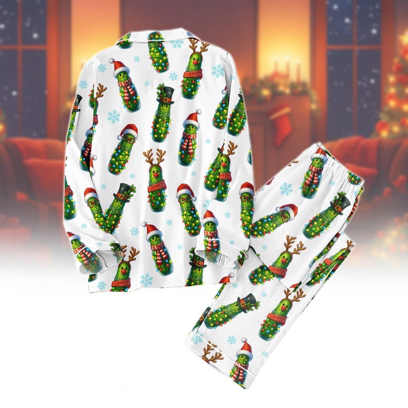 Christmas Pickle Pajamas Set, Funny Christmas Pickle Pajama, Retro ...