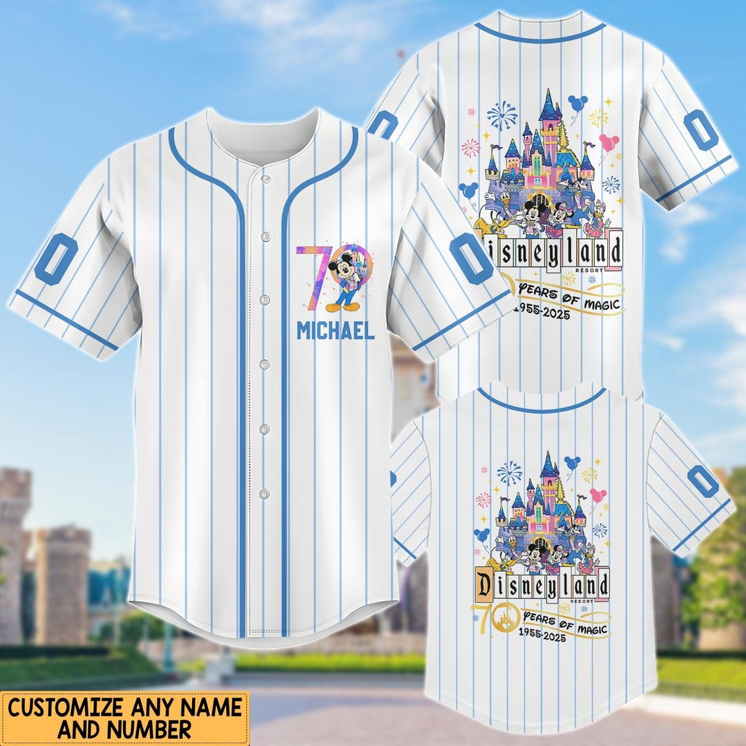 Mickey 70 Years Jersey, Disneyland 70th Anniversary Shirt, Custom Name ...