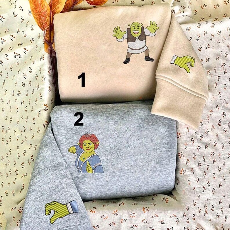 Shrek Embroidered Sweatshirt, Shrek Couple Embroidered Hoodie, Custom ...
