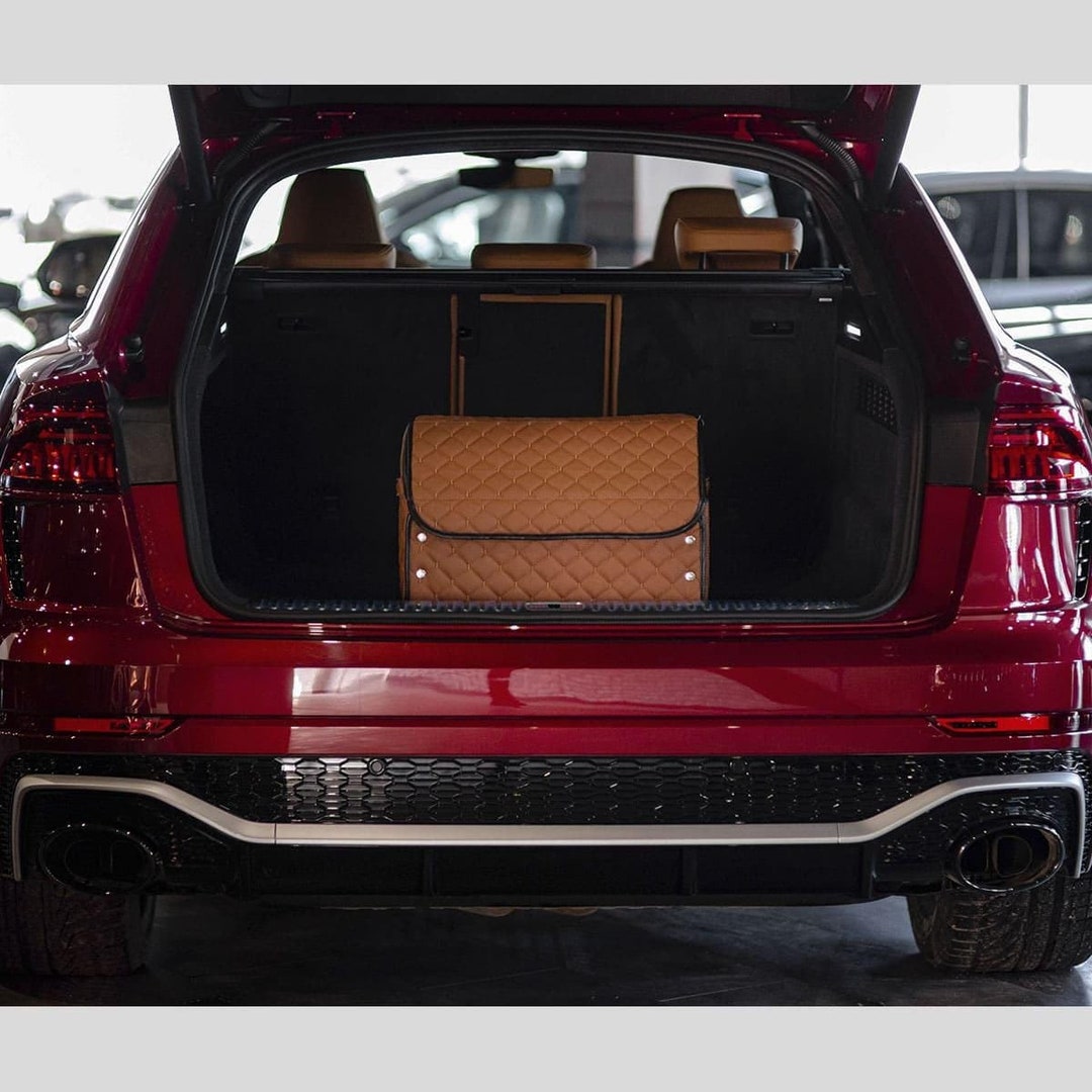 Personalized LOGO Brown Premium Car Trunk Organizer & Magnetic Fixation ...