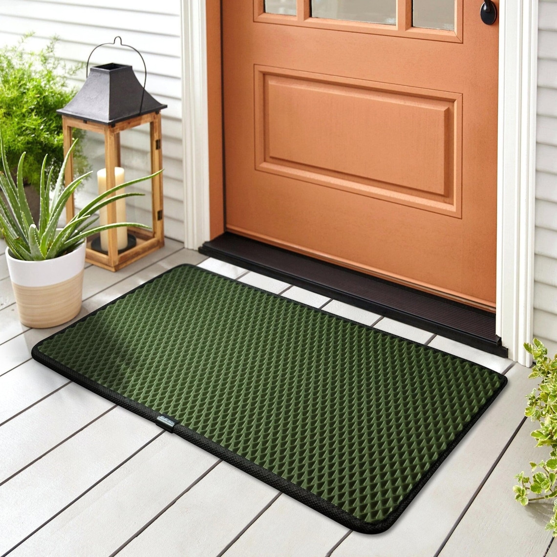 Green Door Mat in 3 Sizes, Non Slip Door Rugs, Outside Washable ...