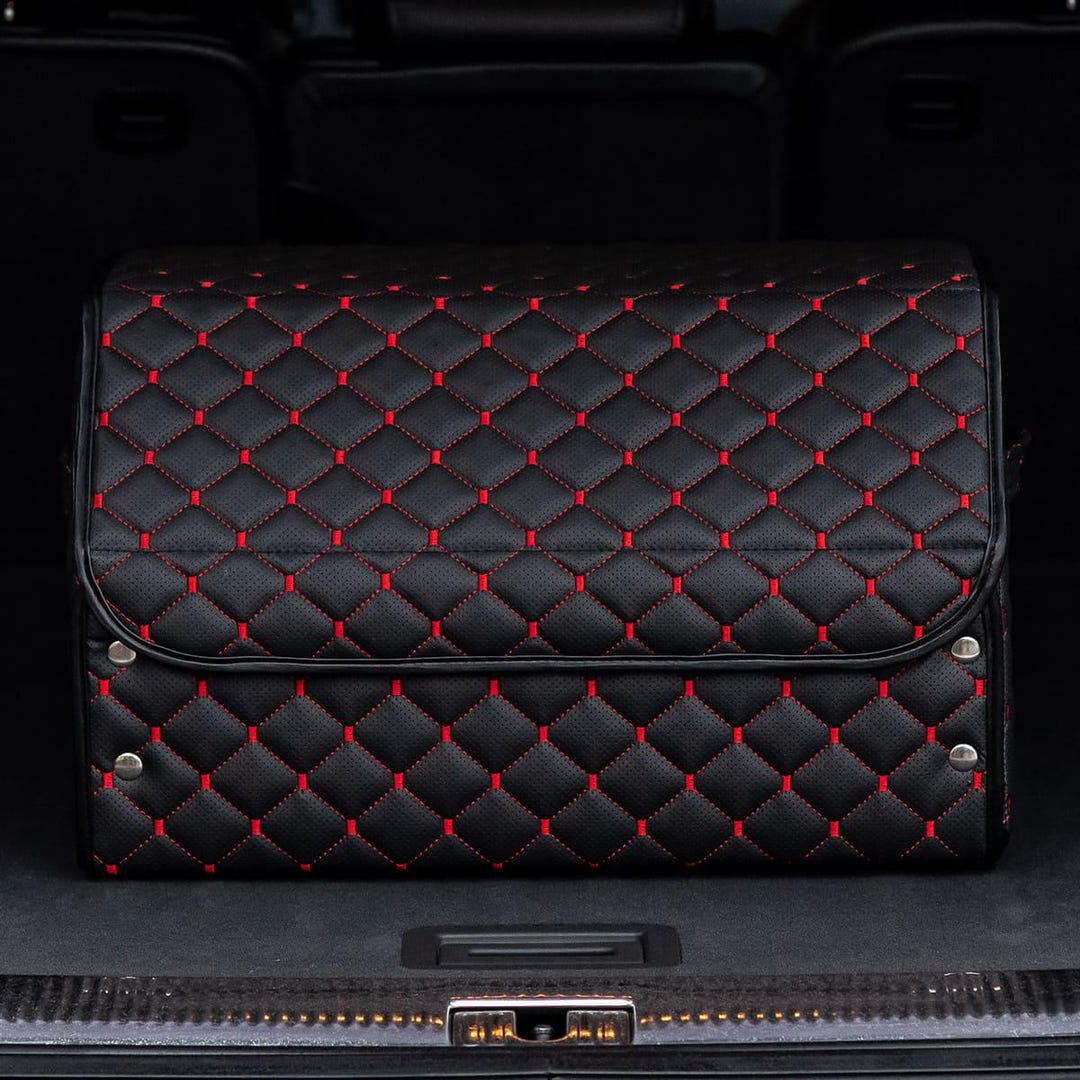 Personalized Logo Black and Red Car Trunk Organizer & Magnetic Fixation ...