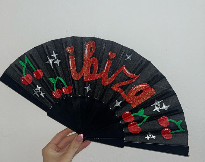 UV Flow Glo Hand Fan/ Rave Fan/ Festival Fan/ Club Fan/ Large Hand Fan/ Black Light Reactive ...