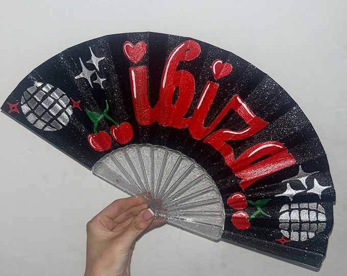 UV Flow Glo Hand Fan/ Rave Fan/ Festival Fan/ Club Fan/ Large Hand Fan/ Black Light Reactive ...