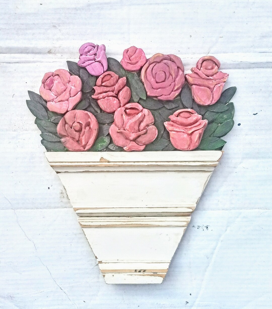 Roses Wall Art, Summer Decor, Garden Art, Wooden Flowers, Floral Decor ...