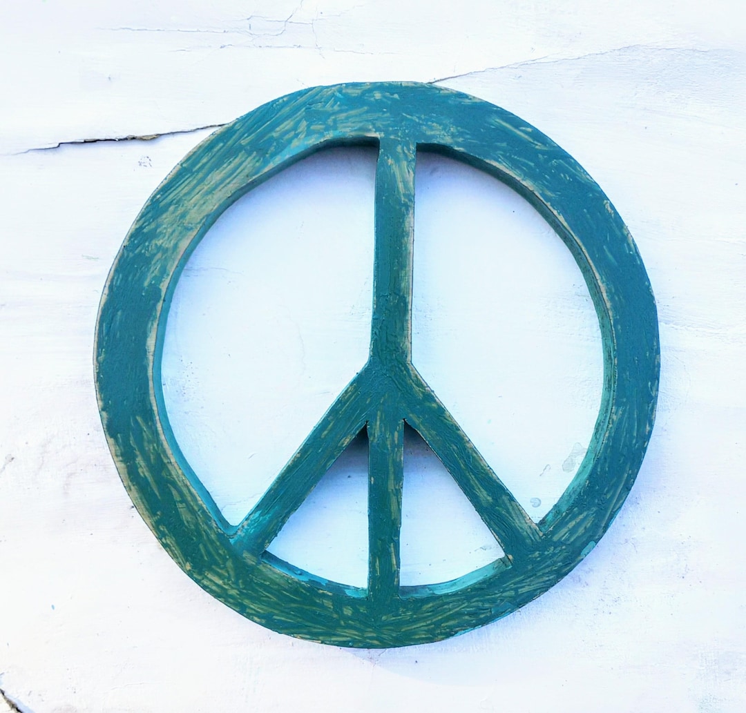 Large Green Peace Symbol, Salvaged Wood Art, Bohemian Wall Decor, Wood ...