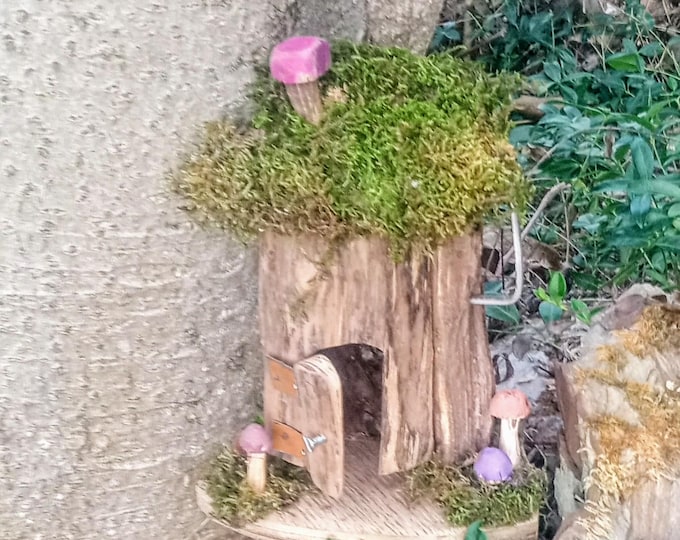 Fairy House, Woodland Decor, Fairy Core, Garden Art, Fairie Log House ...
