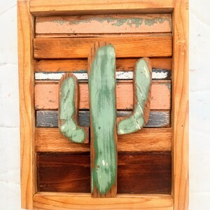 Framed Cactus, Wooden Garden Decor, Southwestern Decor, Santa Fe Art ...