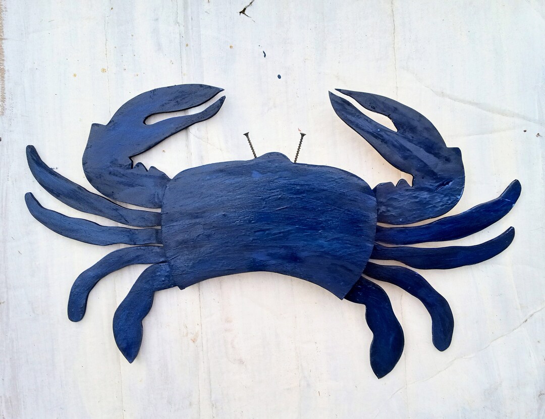 Big Blue Crab, Seafood Restaurant Decor Coastal Wall Art, Beach House ...