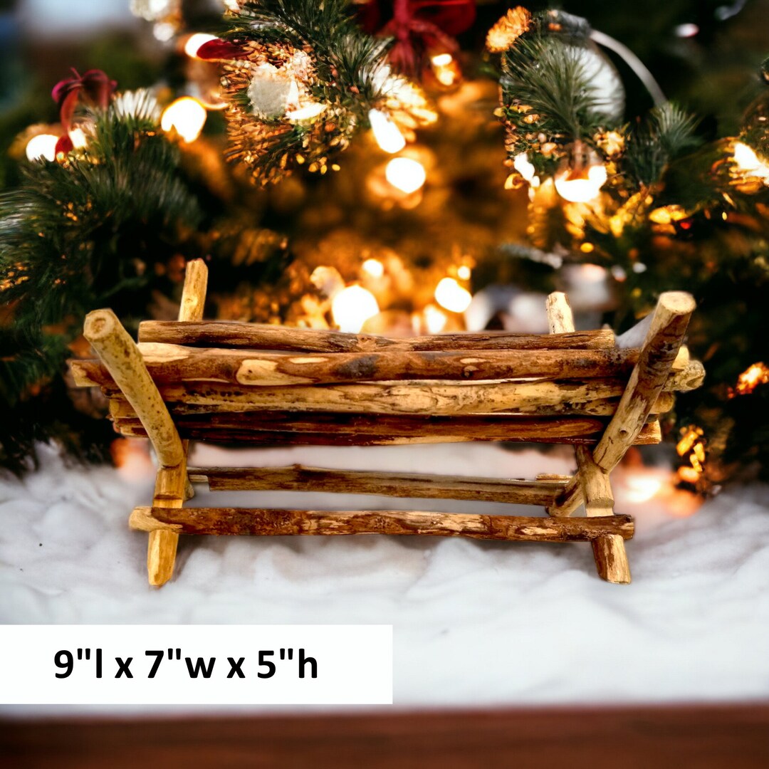 Rustic Stick Manger, Nativity Decor, Reclaimed Wood Manger, Christian ...