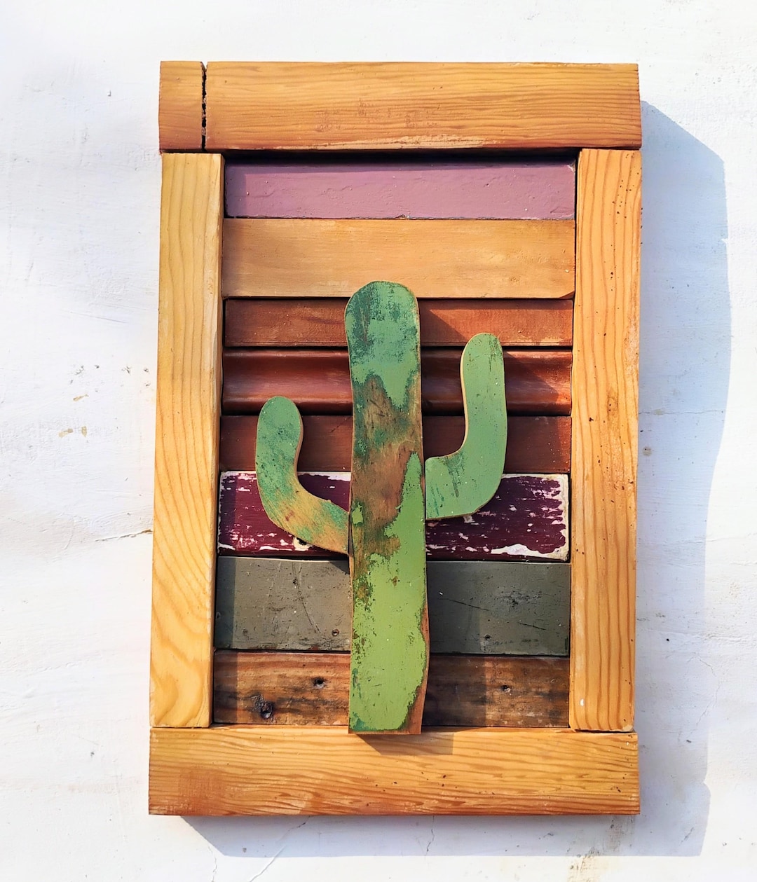 Cactus Art, Mexican Folk Art,wooden Garden Decor, Southwestern Decor ...