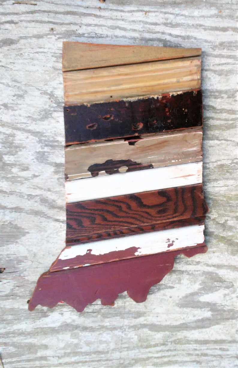 Indiana Wall Art Reclaimed Wood Art Rustic State Outline | Etsy