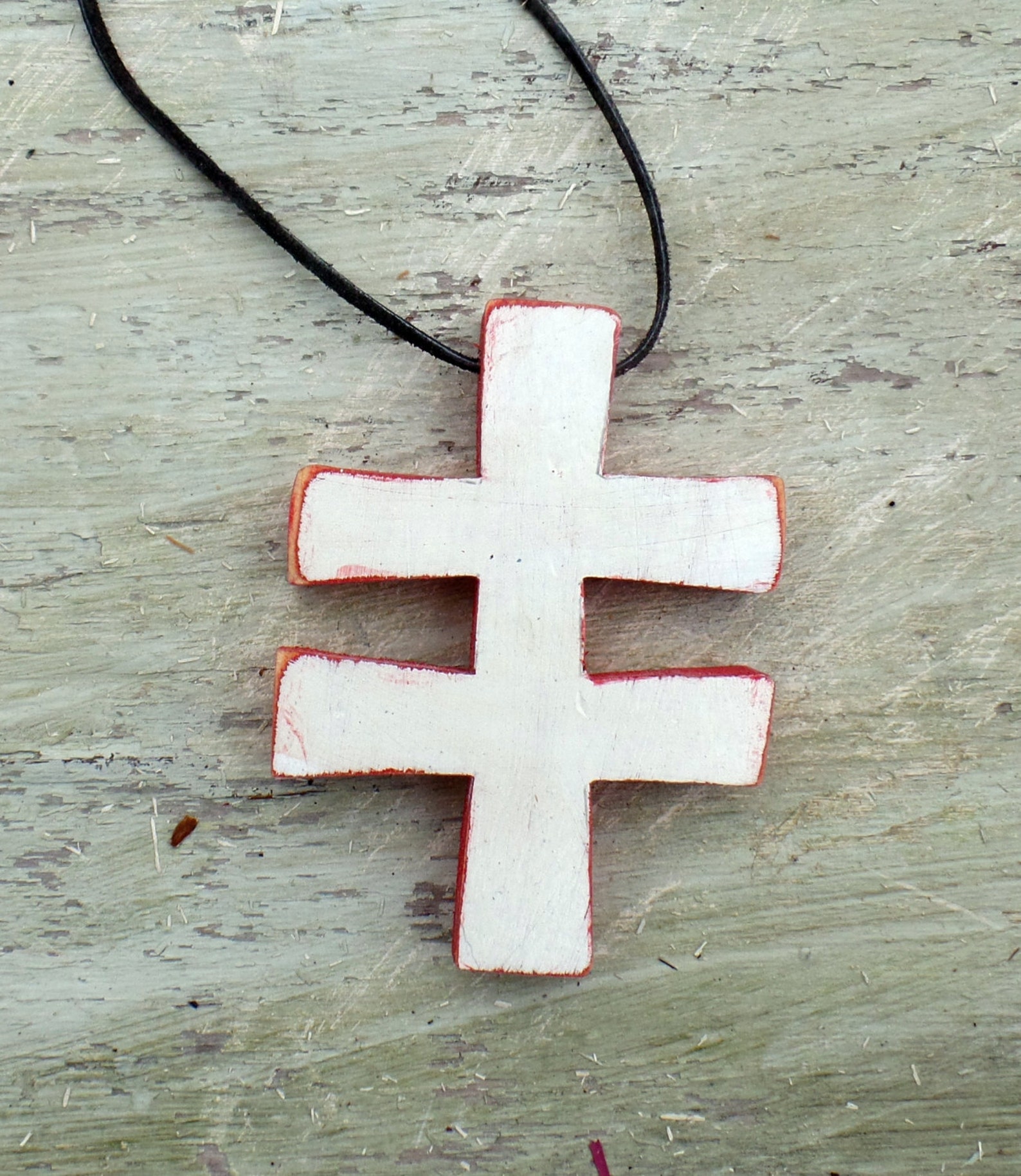Cream Slovak Cross, Salvaged Wood Cross , Wooden Wall Cross, Religious ...