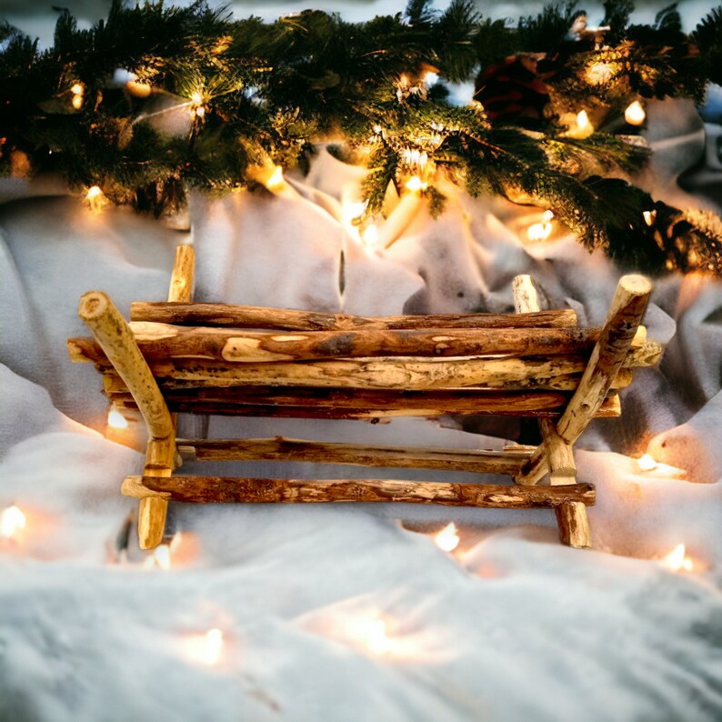 Rustic Stick Manger, Nativity Decor, Reclaimed Wood Manger, Christian ...