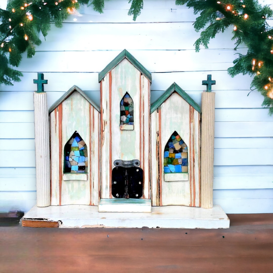 Reclaimed Wood Church, Religious Wall Art, Christian Decor, Reclaimed ...