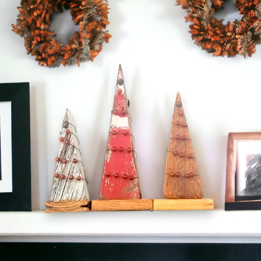 Three Trees, Rustic Wood Trees, Tabletop Trees, Reclaimed Wood ...