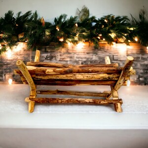 Rustic Stick Manger, Nativity Decor, Reclaimed Wood Manger, Christian ...