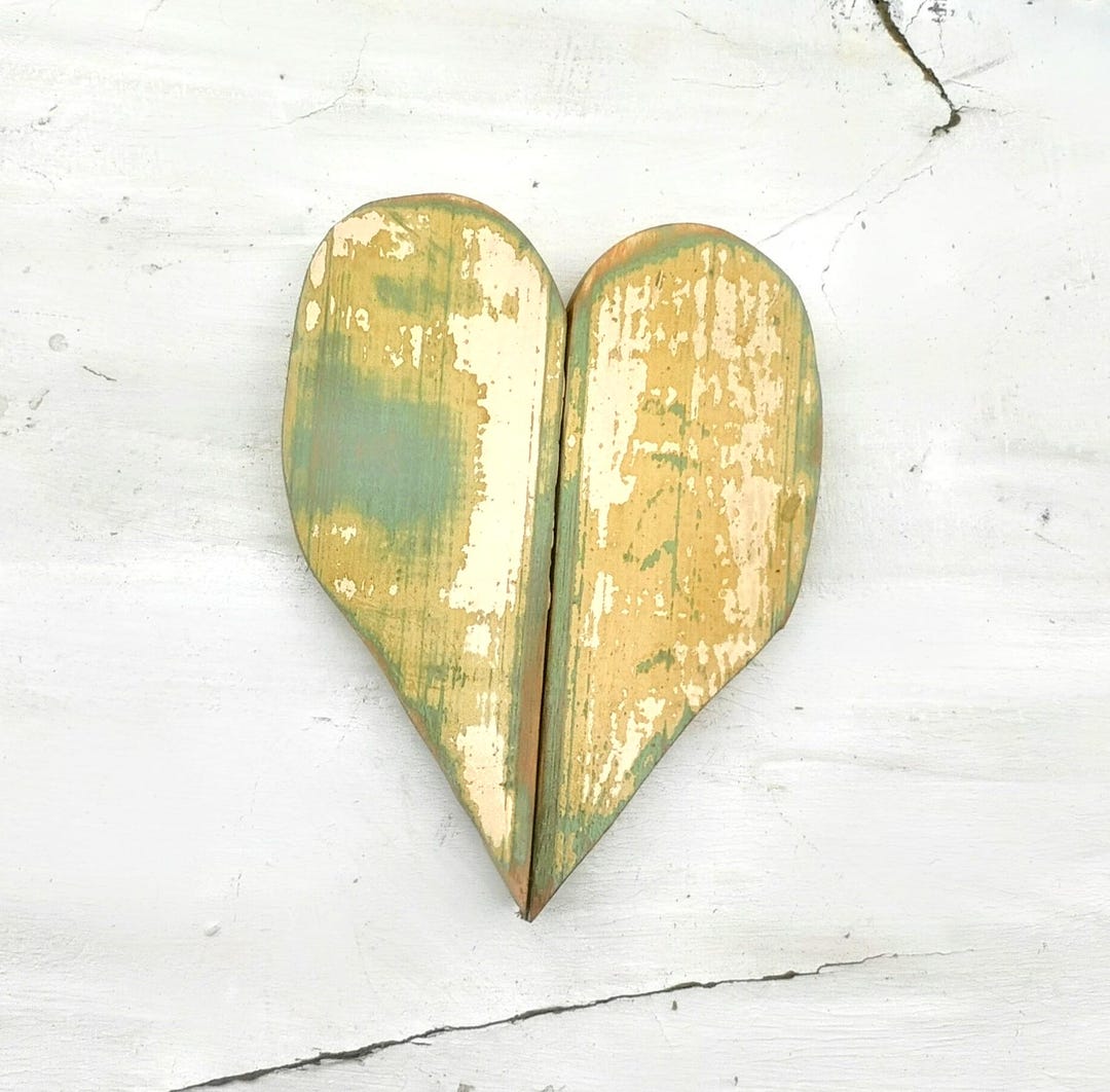 Green and Gold Heart, Nursery Decor, Reclaimed Wood Heart, Wood Wall ...