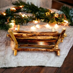Rustic Stick Manger, Nativity Decor, Reclaimed Wood Manger, Christian ...