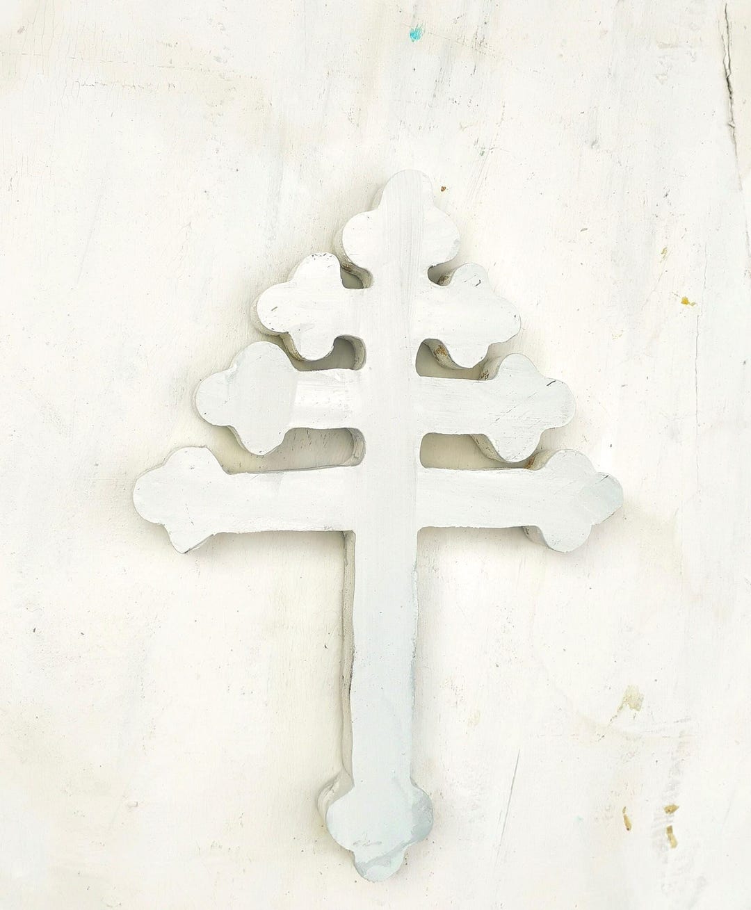 White Maronite Salvaged Wood Cross, Lebanese Cross, Wooden Wall Cross ...