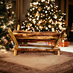 Rustic Stick Manger, Nativity Decor, Reclaimed Wood Manger, Christian ...