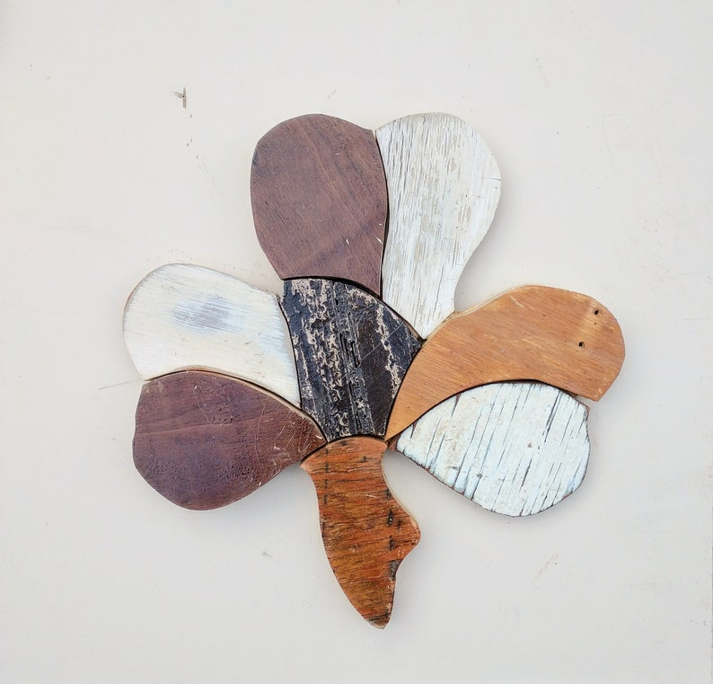 Mosaic Shamrock Reclaimed Wood Art Irish Decor Rustic Wood | Etsy