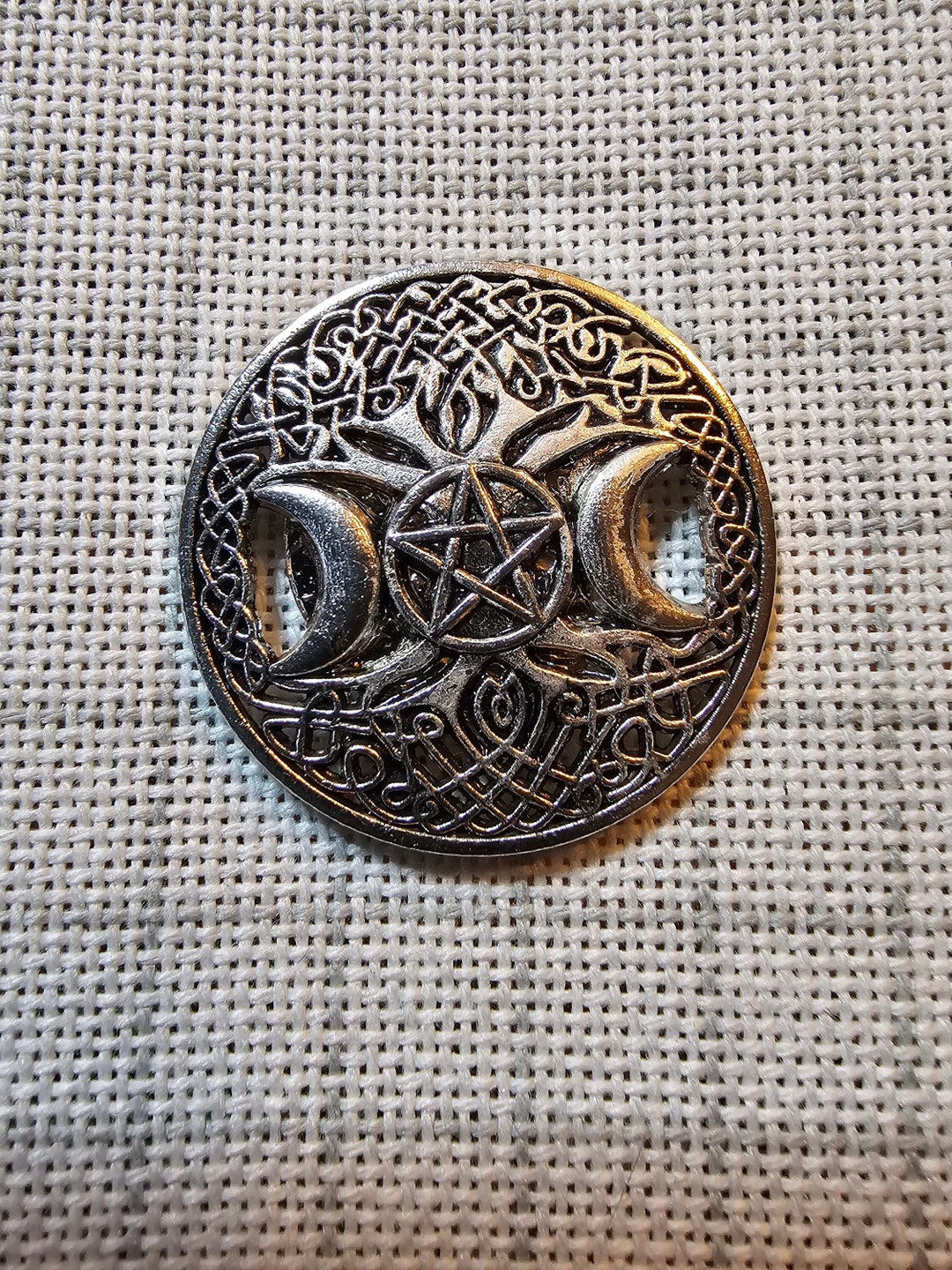 Triple Goddess Tree of Life Pentacle Needle Minder: Cross Stitch ...