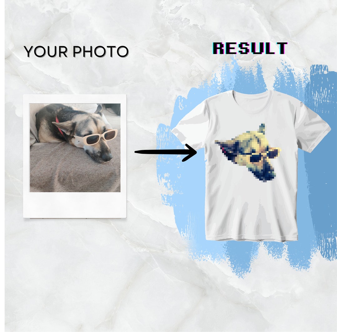 Personalized Pixel Pet T-shirt Custom Photo Tee, Unique Pixelated ...
