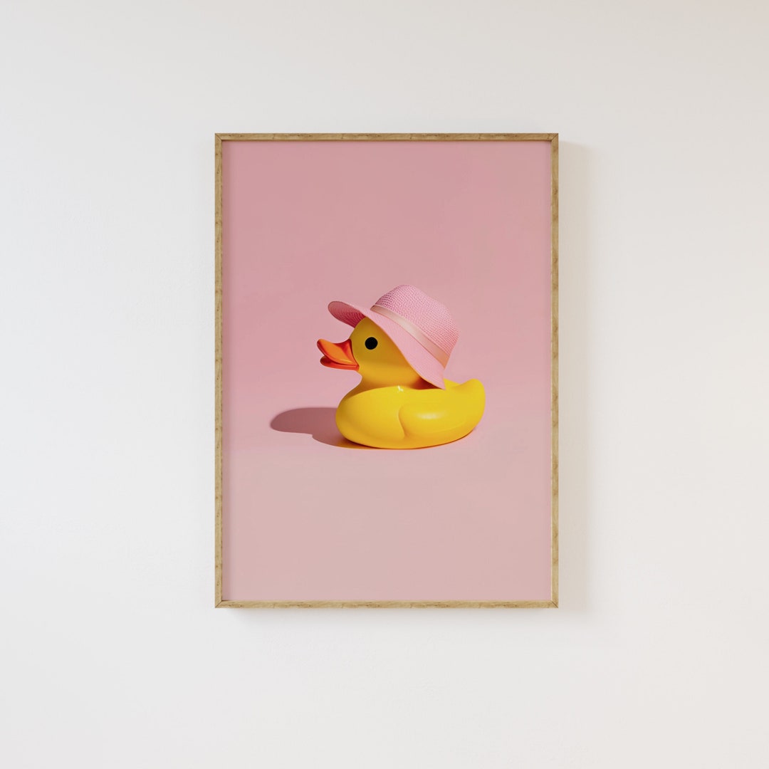 Rubber Duck Wall Art Featuring Cute Pink Duck Poster, Fun Trendy Animal ...