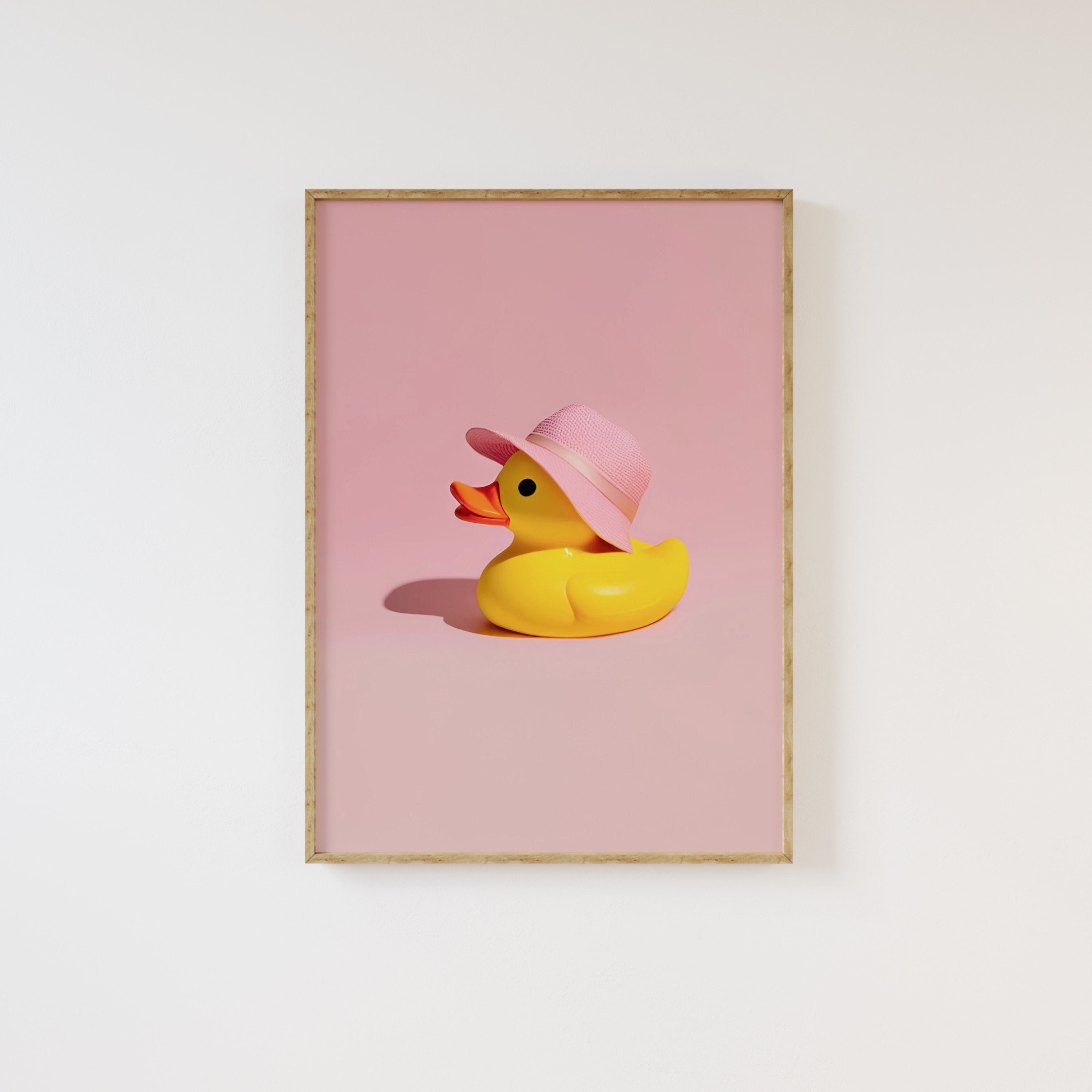 Rubber Duck Wall Art Featuring Cute Pink Duck Poster, Fun Trendy Animal ...