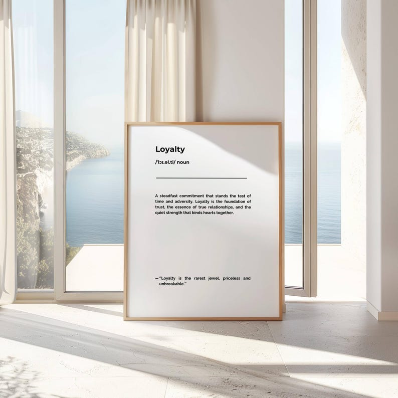 Loyalty Definition Poster: Black and White Elegant Wall Art (digital ...