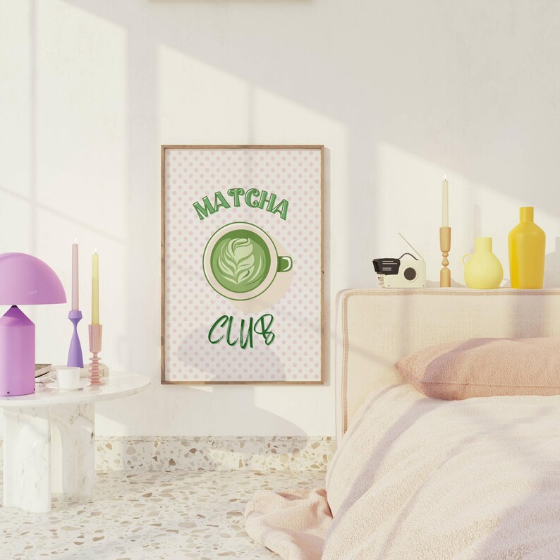 Matcha Poster, Matcha Club Art Print, Cute Kitchen Wall Art, Trendy ...