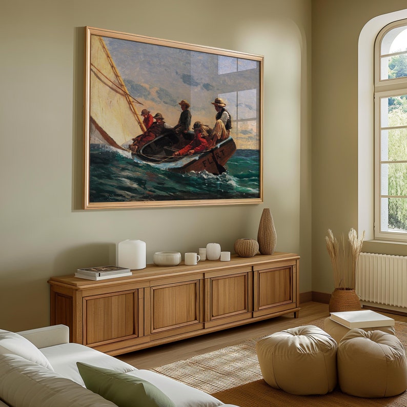 Horizontal Vintage Sailing Digital Art Print, Nautical Wall Decor ...