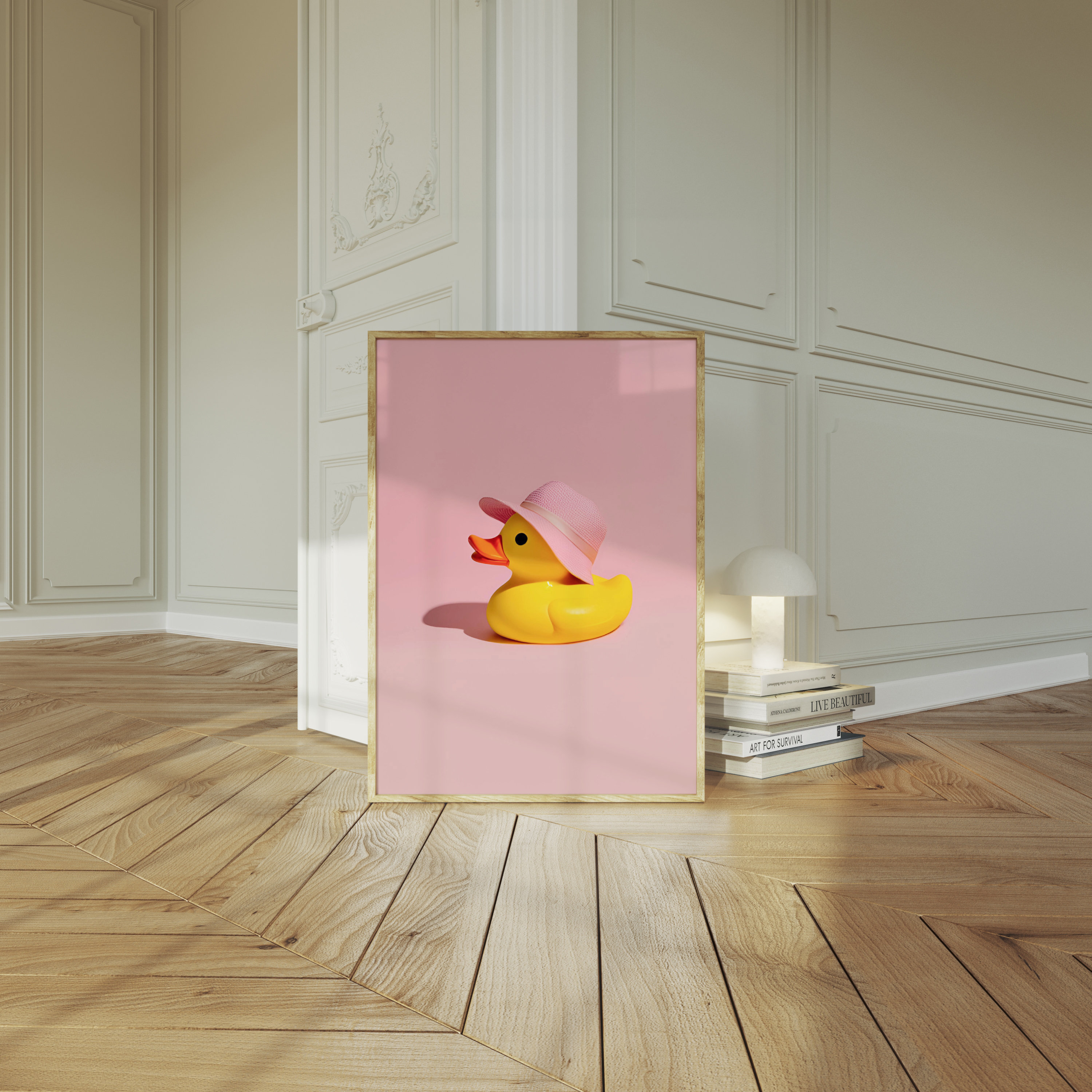 Rubber Duck Wall Art Featuring Cute Pink Duck Poster, Fun Trendy Animal ...