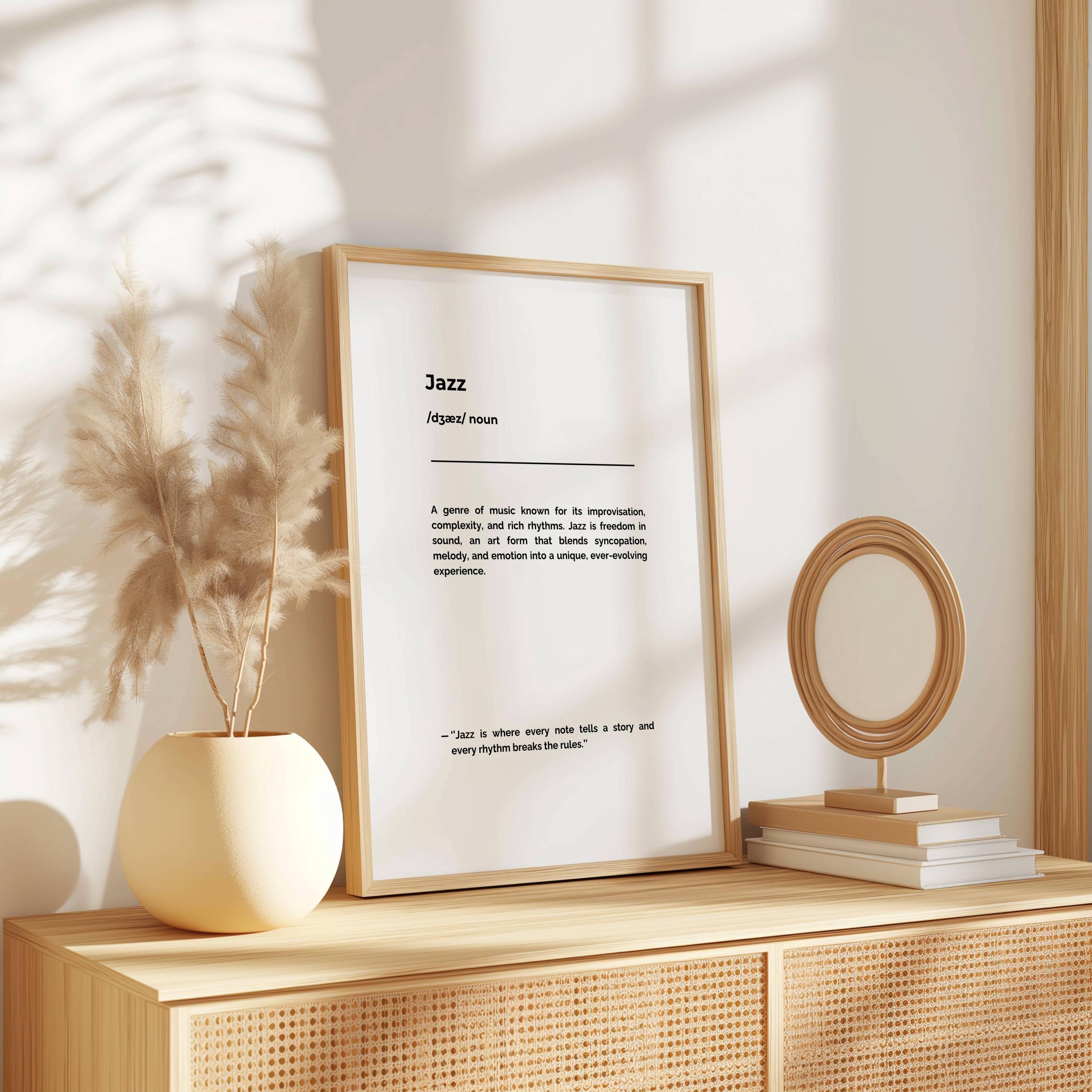 Jazz Definition Poster, Music Studios Wall Art Decor, Jazz Lover Print ...