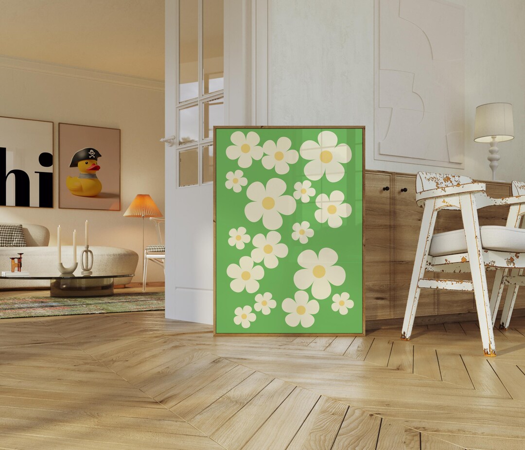 Daisy Poster, Bright Floral Digital Print, Cheerful Spring Wall Art ...