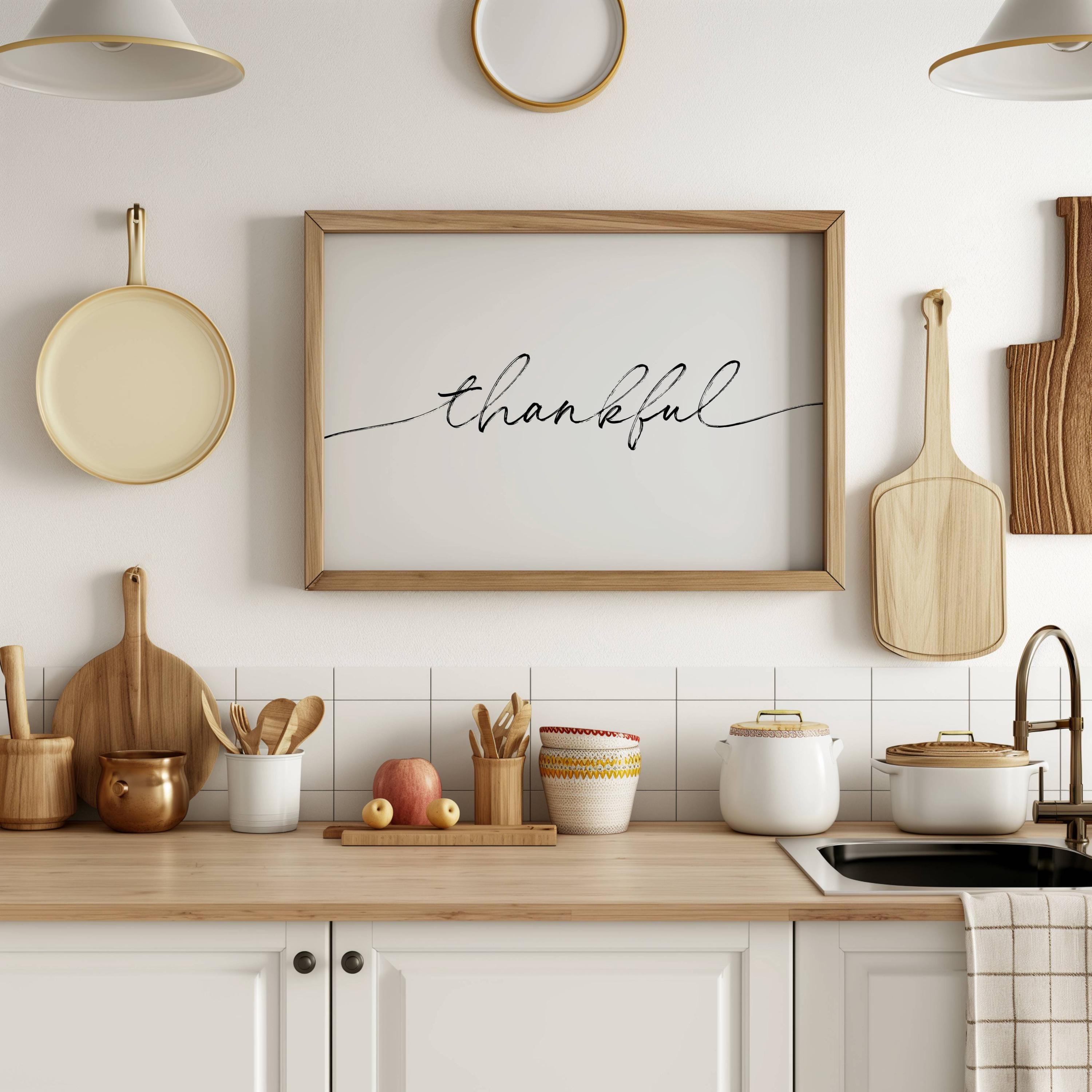 Thankful Poster, Line Art, Thankful Decor, Gratitude Wall Art, Thankful ...