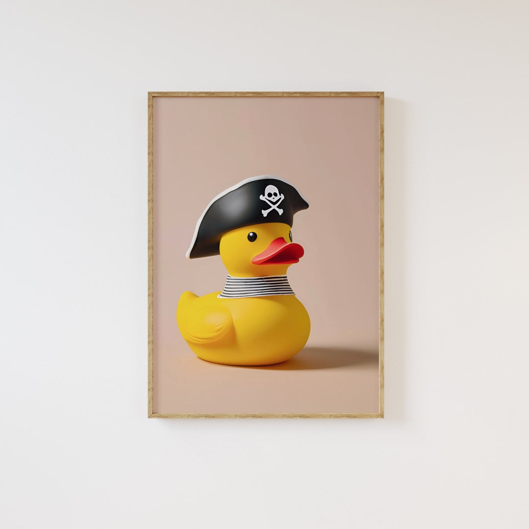 Pirate Rubber Duck Wall Art Featuring Cute Pink Duck Poster, Fun Trendy ...