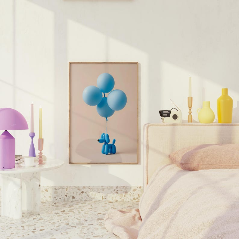 Blue Balloon Dog Poster,modern Art Print, Quirky Wall Decor ...