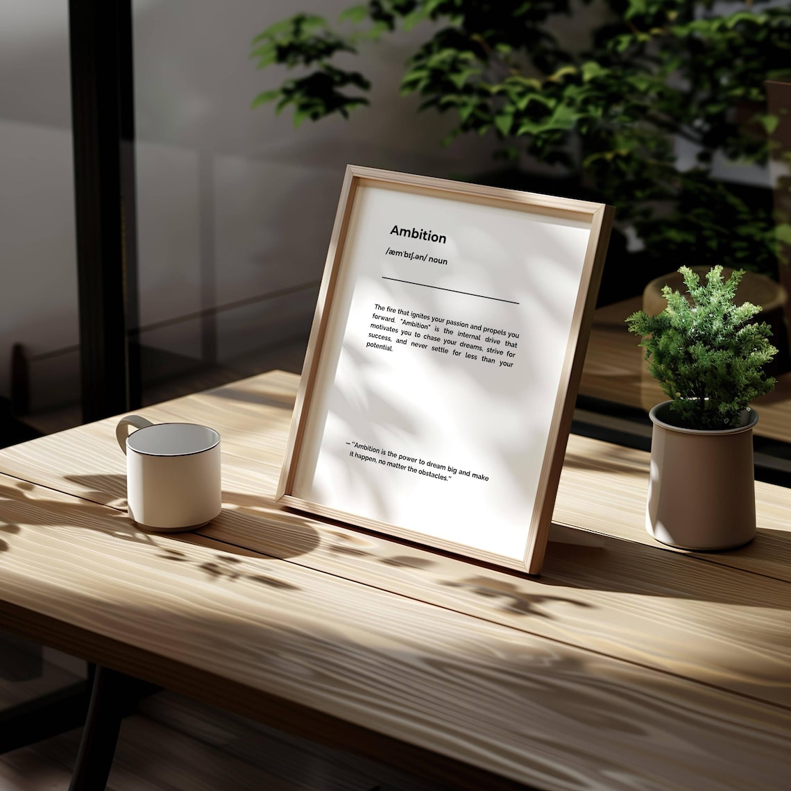 Ambition Definition Poster, Home Office Wall Art, Ambition Poster ...