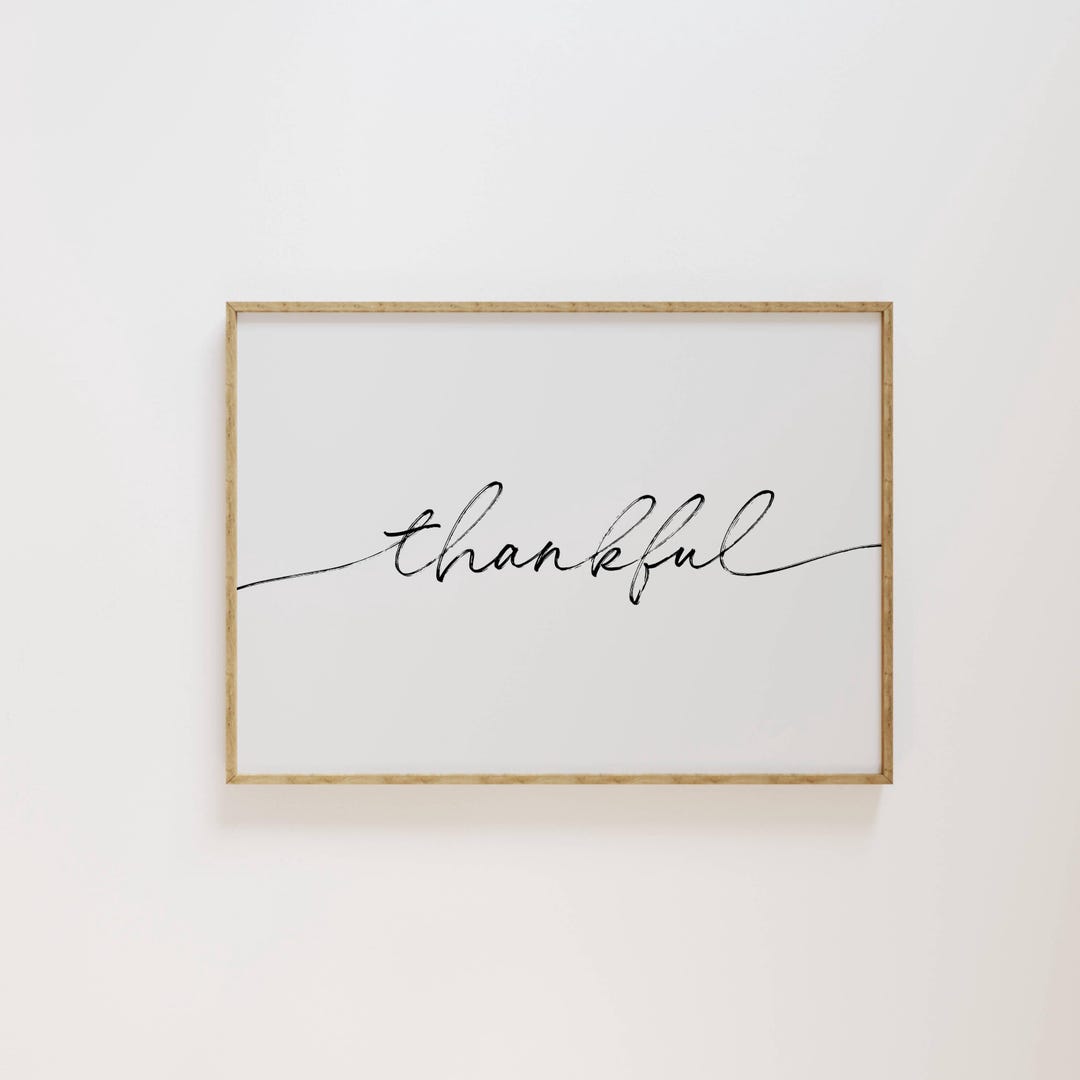 Thankful Poster, Line Art, Thankful Decor, Gratitude Wall Art, Thankful ...