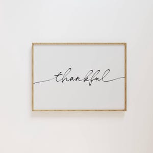 Thankful Poster, Line Art, Thankful Decor, Gratitude Wall Art, Thankful ...