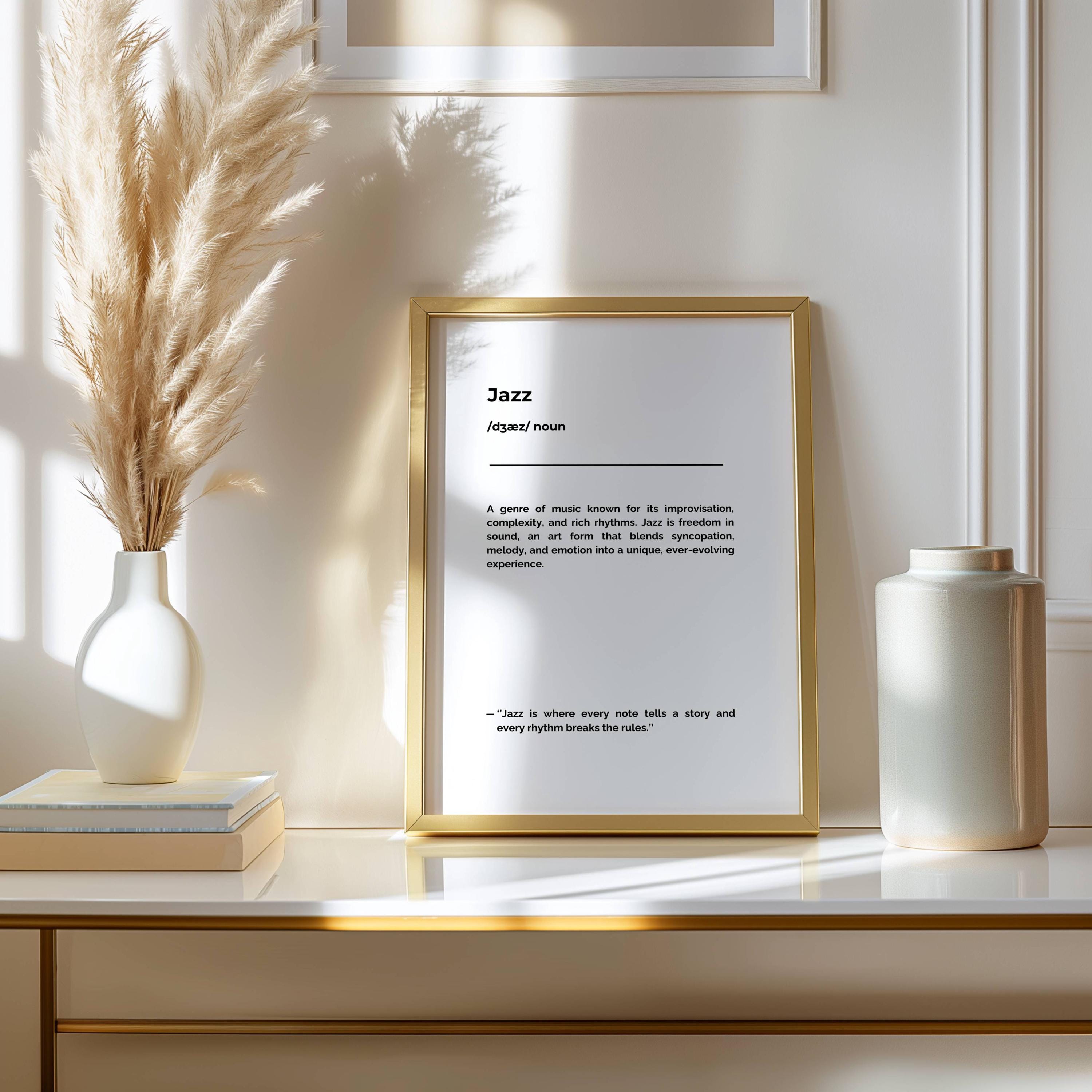 Jazz Definition Poster, Music Studios Wall Art Decor, Jazz Lover Print ...