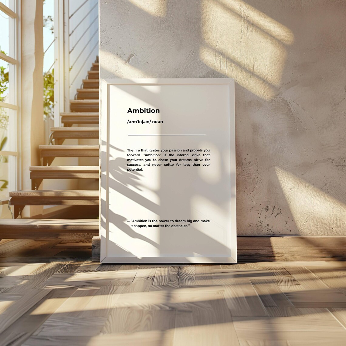 Ambition Definition Poster, Home Office Wall Art, Ambition Poster ...