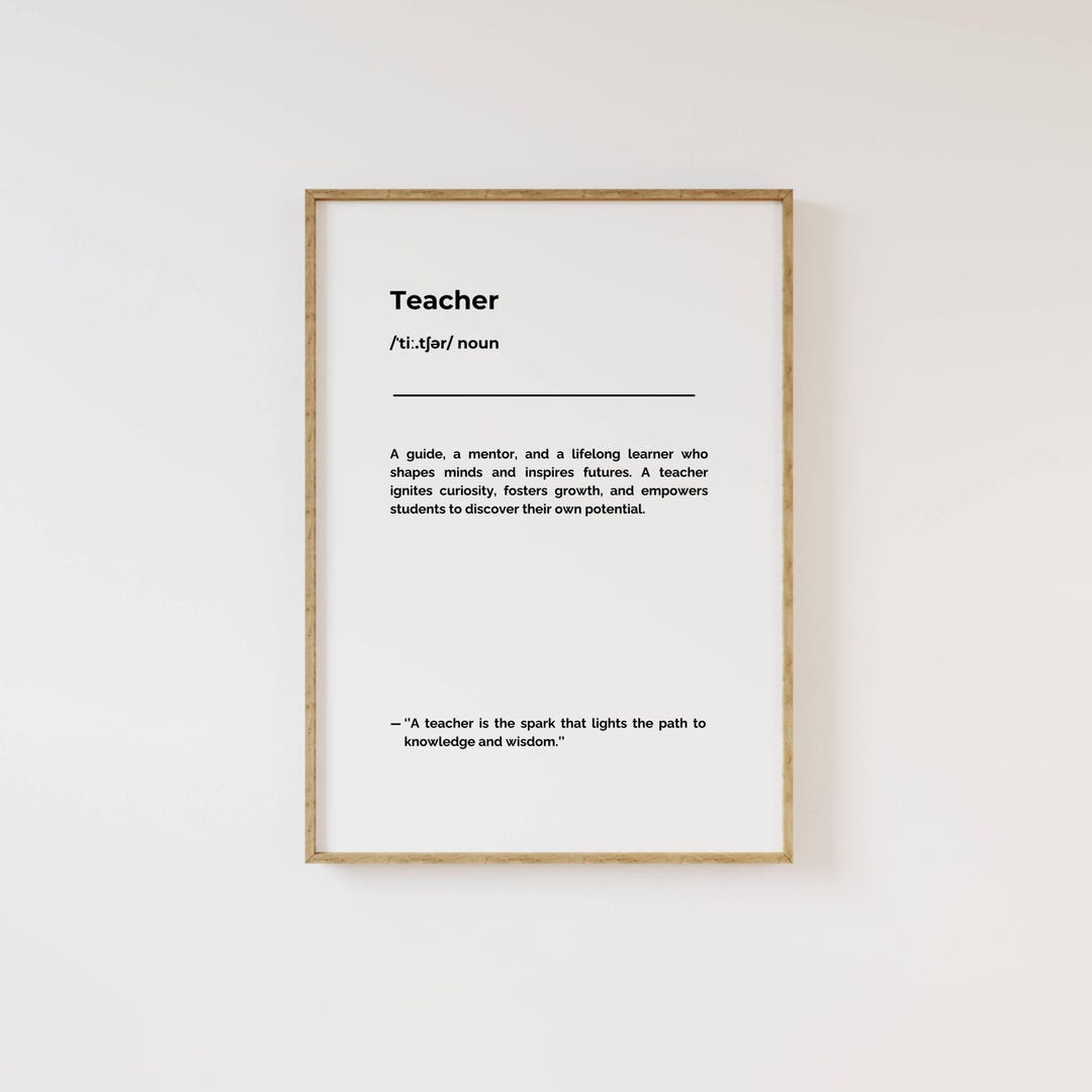 Teacher Definition Poster, Teacher Gifts, Printable Classroom Poster ...