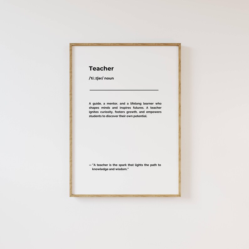 Teacher Definition Poster, Teacher Gifts, Printable Classroom Poster ...