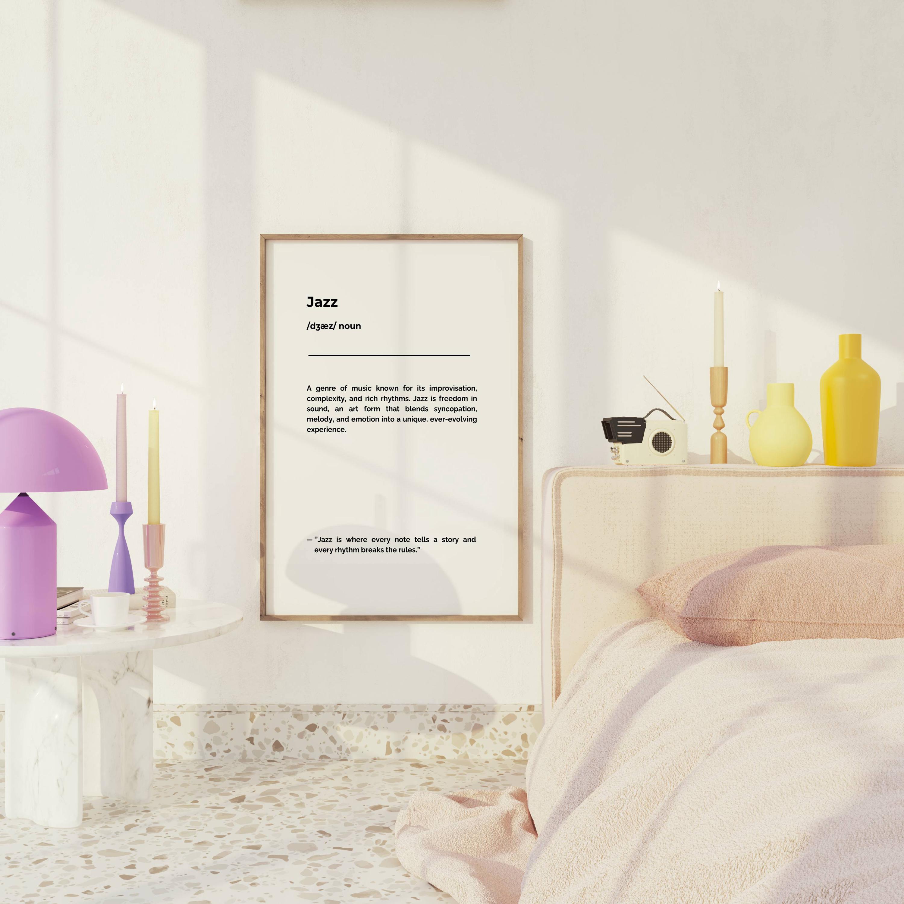 Jazz Definition Poster, Music Studios Wall Art Decor, Jazz Lover Print ...