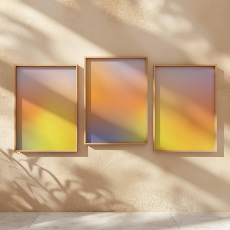 Abstract Gradient Wall Art Set, Minimalist 3 Piece Pastel Prints ...
