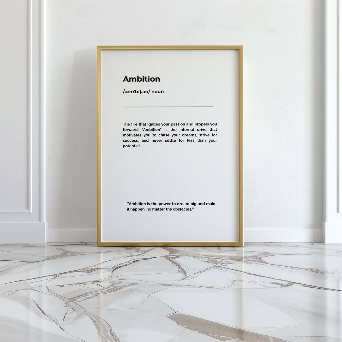 Ambition Definition Poster, Home Office Wall Art, Ambition Poster ...