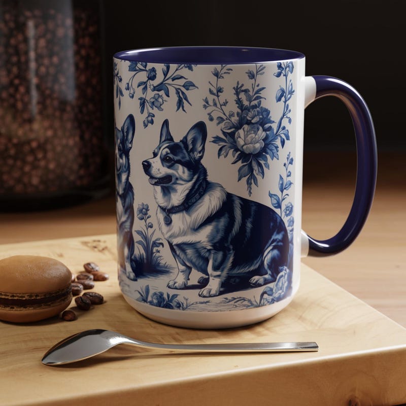 Corgi Dog Blue Coffee Cup - Etsy